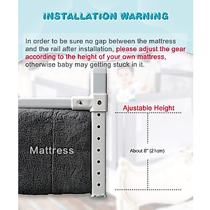 MBQMBSS 2 Pack Toddler Bed Rail Guards for King and Queen Size Beds, Stable Protective Side Railing for Kids Children