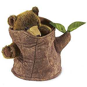 Folkmanis Bear in Tree Stump Hand Puppet, Brown