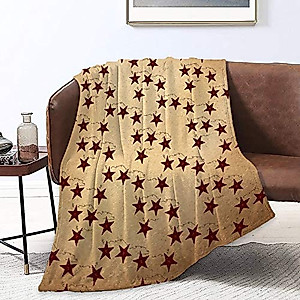 NiYoung Cozy Blanket Novelty Blanket for Your Family Watch A Movie Together Lying On Couch (Brown Vintage Rusty Stars Primitive Country R-1, 60"x50")