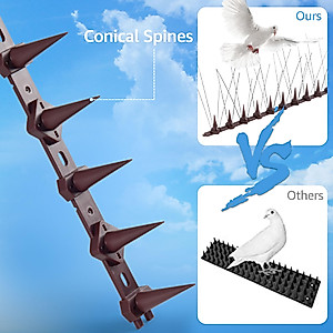 BORHOOD Bird Spikes, 16 Pack Bird Deterrent Spikes, Bird Repellent Devices Outdoor, Bird Spikes for Pigeons and Other Small Birds, Cats Squirrels Raccoons for Fence Roof Windowsill Coverage 16.4 Feet