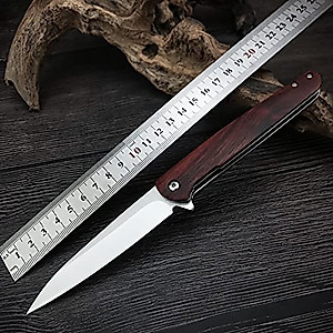 HUAAO 8.5’’ Folding Knife, Pocket Knife with Clip, Liner Lock, Flipper Open, for Hunting Survival Hiking Camping
