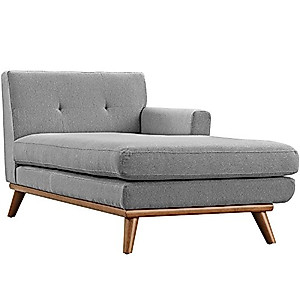 Modway Engage Mid-Century Modern Upholstered Right-Facing Sectional Sofa, Gray Fabric