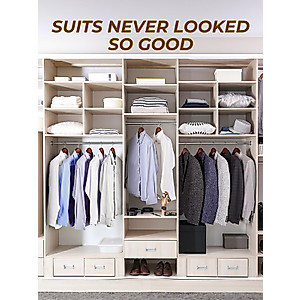 HOUSE DAY Wide Shoulder Wooden Hangers, Wood Suit Hangers with Non Slip Pant Holder, Heavy Duty Coat Hangers for Closet, Wooden Clothes Hangers for Suits, Coats, Jackets, Shirts (6 Pack, Walnut)