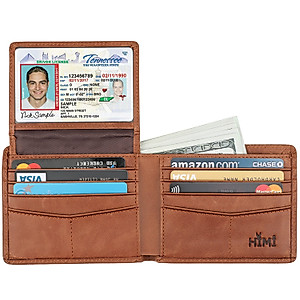 HIMI Wallet for Men-Genuine Leather RFID Blocking Bifold Stylish Wallet With 2 ID Window (Brown)