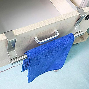 Stainless Steel Towel Bar Holder Over Kitchen Cabinet Door Hanging Rack 24cm 36cm by SHG (36cm)