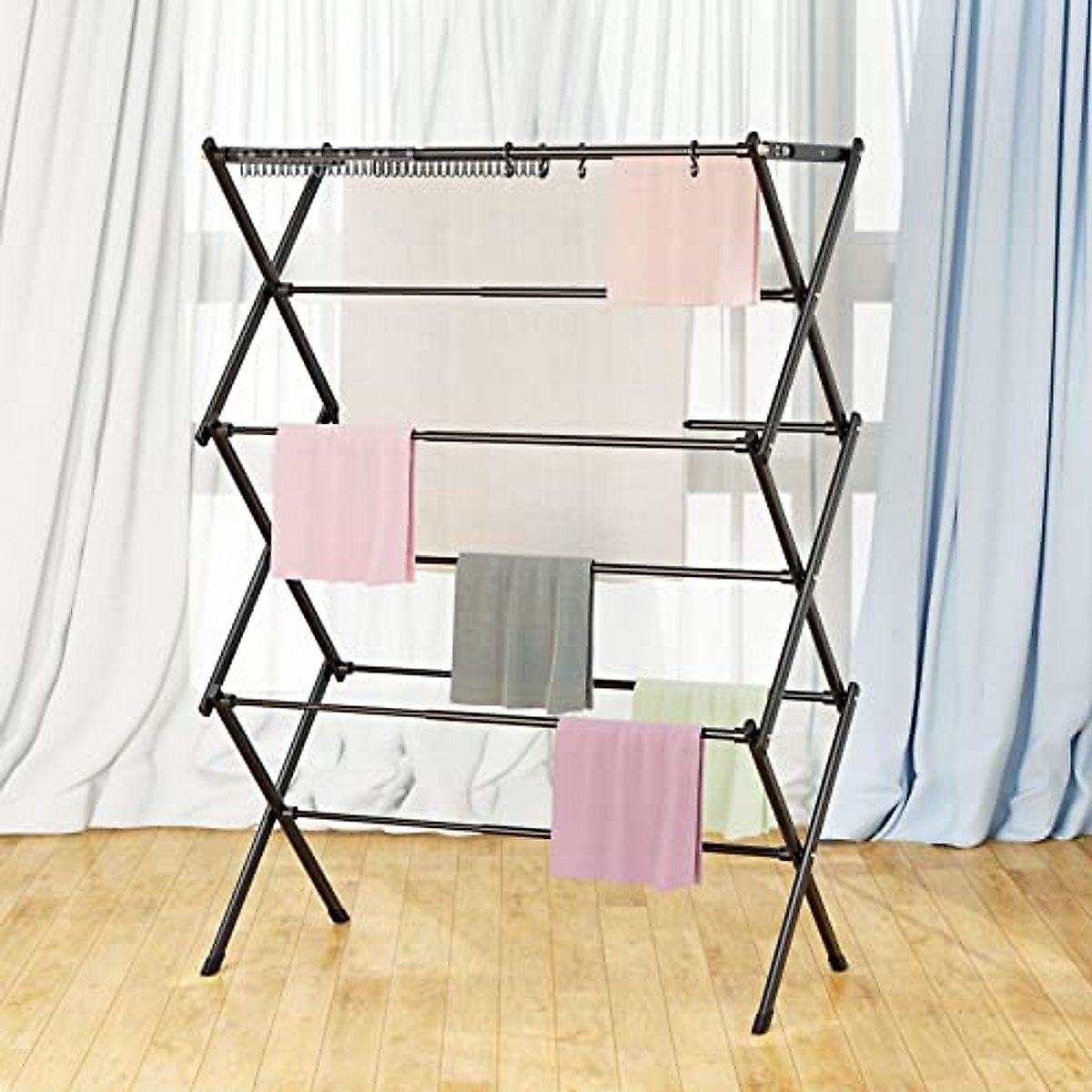 KeingGcopr Household Indoor Foldable Drying Rack Clothing, Laundry Drying Rack - 40" x 28.8" x 14.2", Space Saving Indoor&Outdoor, Black
