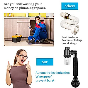 Bathroom Sink Drain Kit, Sink Drain Pipe, with Flexible & Expandable P-Trap Sink Drain Pipe Tube, Suitable for Bathroom Sink, Kitchen Sink, Garbage Disposal & Shampoo Bowls