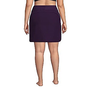 Lands' End Womens Comfort Waist Swim Skirt Swim Bottoms Skort BlackBerry Regular 14