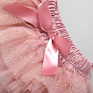 Baby Girls My 1st Birthday Outfits Long Sleeve Floral Lace Romper + Tutu Skirt + Headband Set (Pink, 12-18 Months)