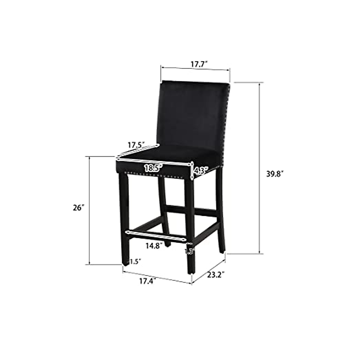 DHHU 5 Piece Furniture, Counter Height Set, Square 1 Faux Marble Dining Table and 4 Upholstered-Seat Chairs, Black+White