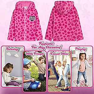 Barbie Girls Jacket Pink Hooded Fleece Girls' Jackets (Pink, 7-8 Years)