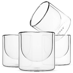 BTaT- Double wall glass, Set of 4 (5 oz, 150 ml), Insulated Drinking Glasses, Espresso Cups, Glass Coffee Cups, Cappuccino Cups, Scotch Glasses, Glass Mug for Hot & Cold Beverages