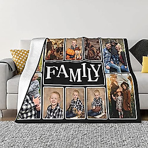 Custom Blanket with Photos Personalized Throw Blanket Customized Picture Blanket for Family Baby Mother Father Adult Friends Lovers Dog Pets on Birthday Halloween Christmas (10 Photo Collages)