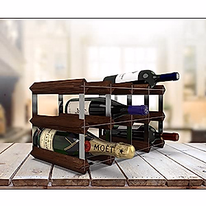 RTA - Freestanding Wine Rack, for Floors and Countertops, Made from Premium Quality FSC Pine, Fully Assembled, for Wine and Champagne, Made in The UK (12 Bottles) (Dark Pine)