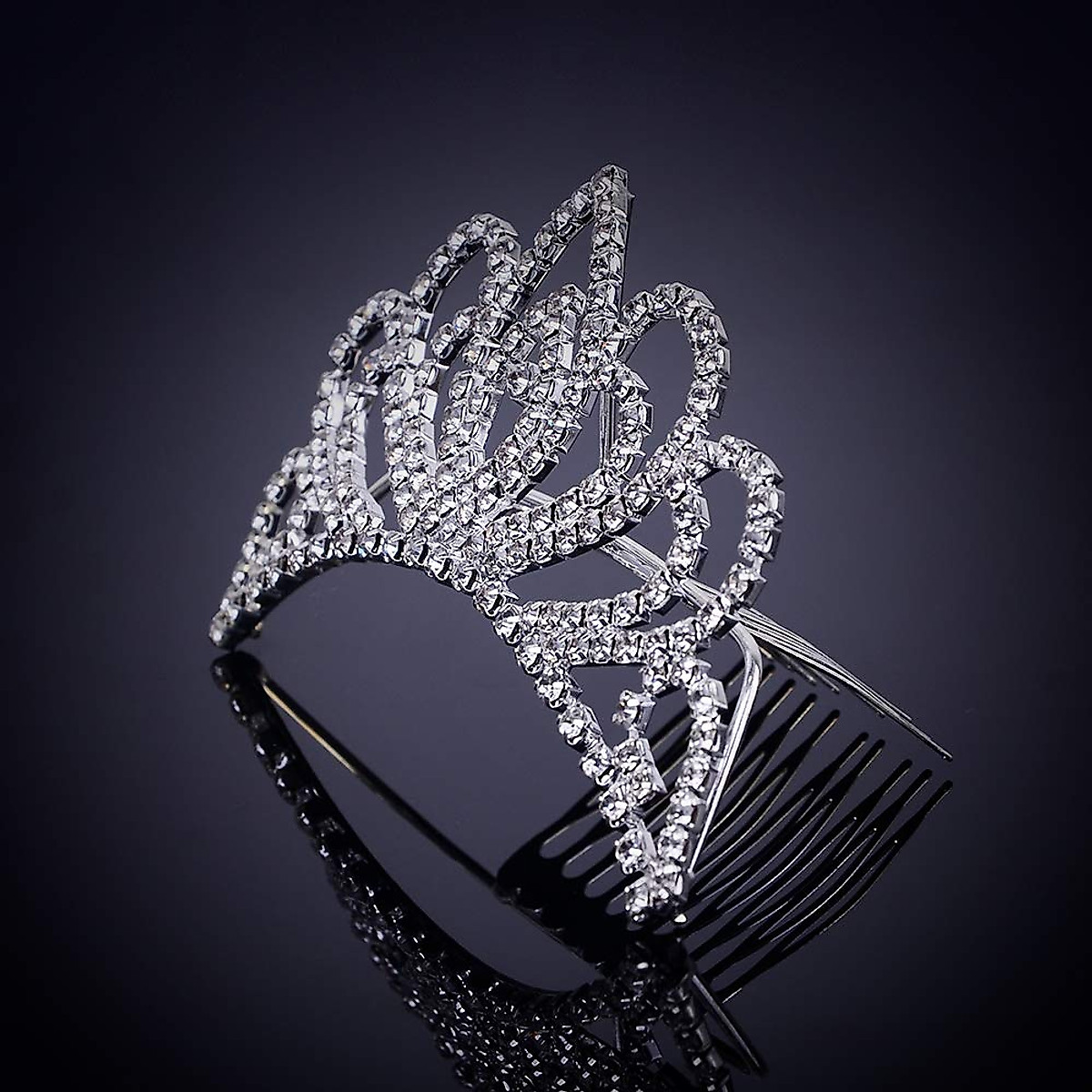 Bseash Mini 4.4" Silver Crystal Tiara Crown Headband Princess Elegant Crown with combs pin for Women Girls Bridal Wedding Prom Birthday Party