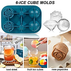 Ice Cube Tray, Mikiwon 2.2 inch Silicone Large Ice Ball Maker,Ice Rose Maker,Ice Diamond Maker With Covers,Large Ice Cube Molds for Whiskey, Cocktails and Homemade, Keep Drinks Chilled,BPA Free