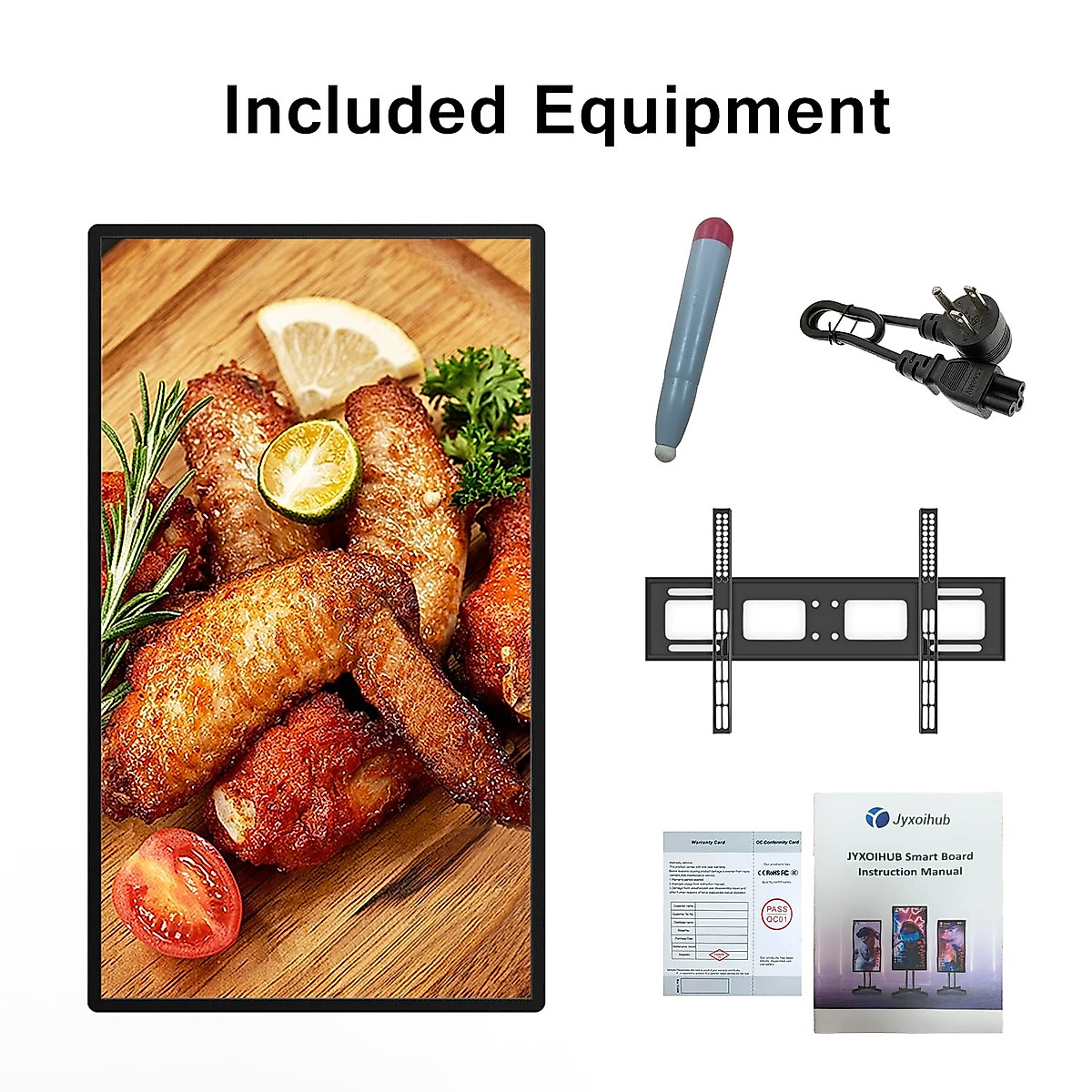 JYXOIHUB Digital Signage Displays 43 Inch Touch HD Screen Interactive Smart Board Movable Type Signage Display AD Media Player for Commercial Restaurant Display and Broadcast（Only Displays Board）