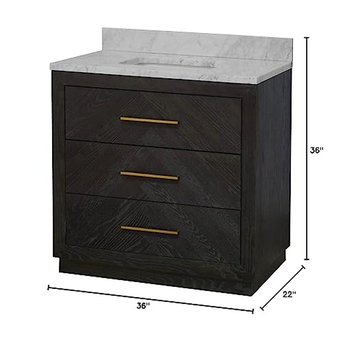 Avery 36-inch Bathroom Vanity (Carrara/Dark Oak): Includes Dark Oak Cabinet with Stunning Carrara Marble Countertop and White Ceramic Sink
