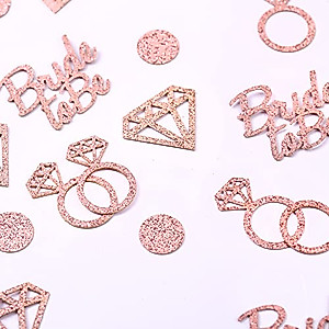 Bridal Shower Decorations 300pcs Table Glitter Confetti for Engagement Party Decor Bride to be,Diamond,Ring and Circle Rose Gold Paper Confetti for Wedding Bachelorette Party Supplies (Rose Gold)