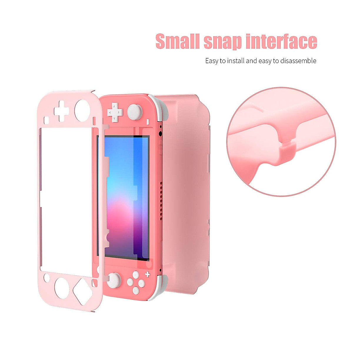 ECHZOVE Comfort Grip Case for Nintendo Switch lite, Protective Hard Case for Nintendo Switch lite - Pink