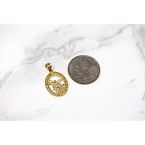 CaliRoseJewelry 14k Saint Michael Pray for Us Oval Charm Pendant in Yellow Gold