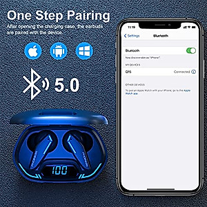 YOTMS Bluetooth Wireless Earbuds Q15 Wireless in-Ear Headphone with 50ms Low Latency, Stereo HiFi Sound, 40H Playtime, IPX4 Waterproof Built-in Mic for Working/Travel/Gym