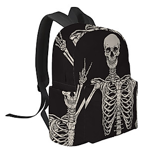 Stylish Elementary Student School Bag- Funny Human Skeleton Durable School Backpacks Outdoor Daypack Travel Packback for Kids Boys Girls