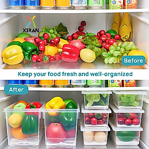 Xiran Refrigerator Boxes, Fridge Containers Boxes - Pack of 6 - Fridge Storage Set, Fridge Storage Basket for Fish, Meat, Vegetable, Fruits (1500ML Set of 6 Piece)