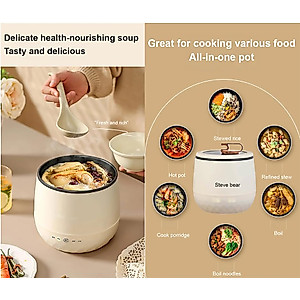 Smart Mini Rice Cooker, 2024 Upgrade Multifunctional Electric Mimi Cooker 6 in 1 Non-Stick Clay Wok With Lid Mini Hot Pot Electric Mini Rice Cooker All-in-One Portable Mini Rice Cooker
