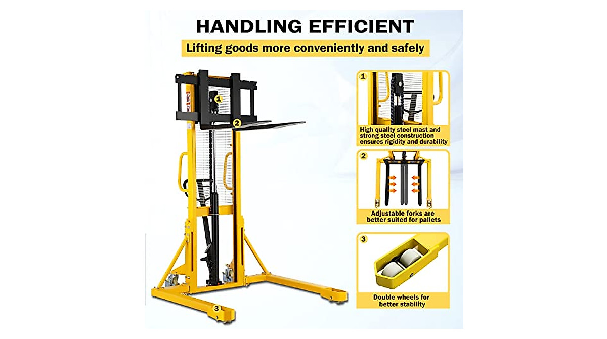 Xilin Manual Pallet Stacker - 2200lbs Capacity & 63" Lift