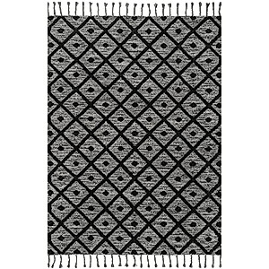 nuLOOM Jinny Moroccan Wool Tasseled Area Rug, 4x6, Dark Grey