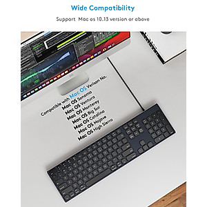 Yivandi Wired Keyboard for Apple Computer – Sleek Aluminum Housing,Precise106 Keys Compatible to Mac OS,Plug-N-Play iMac/Mac/MacBook Keyboard with Numeric keypad