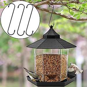 LRUUIDDE Extra Large Plant S Hooks (6 Pack 10 inch) Rust Resistan Heavy Duty Long S Hooks for Hanging Plant,Tree Branch,Bird Feeder, Pans Closet Garden Pergola Indoor Outdoor Large Hooks (Black)