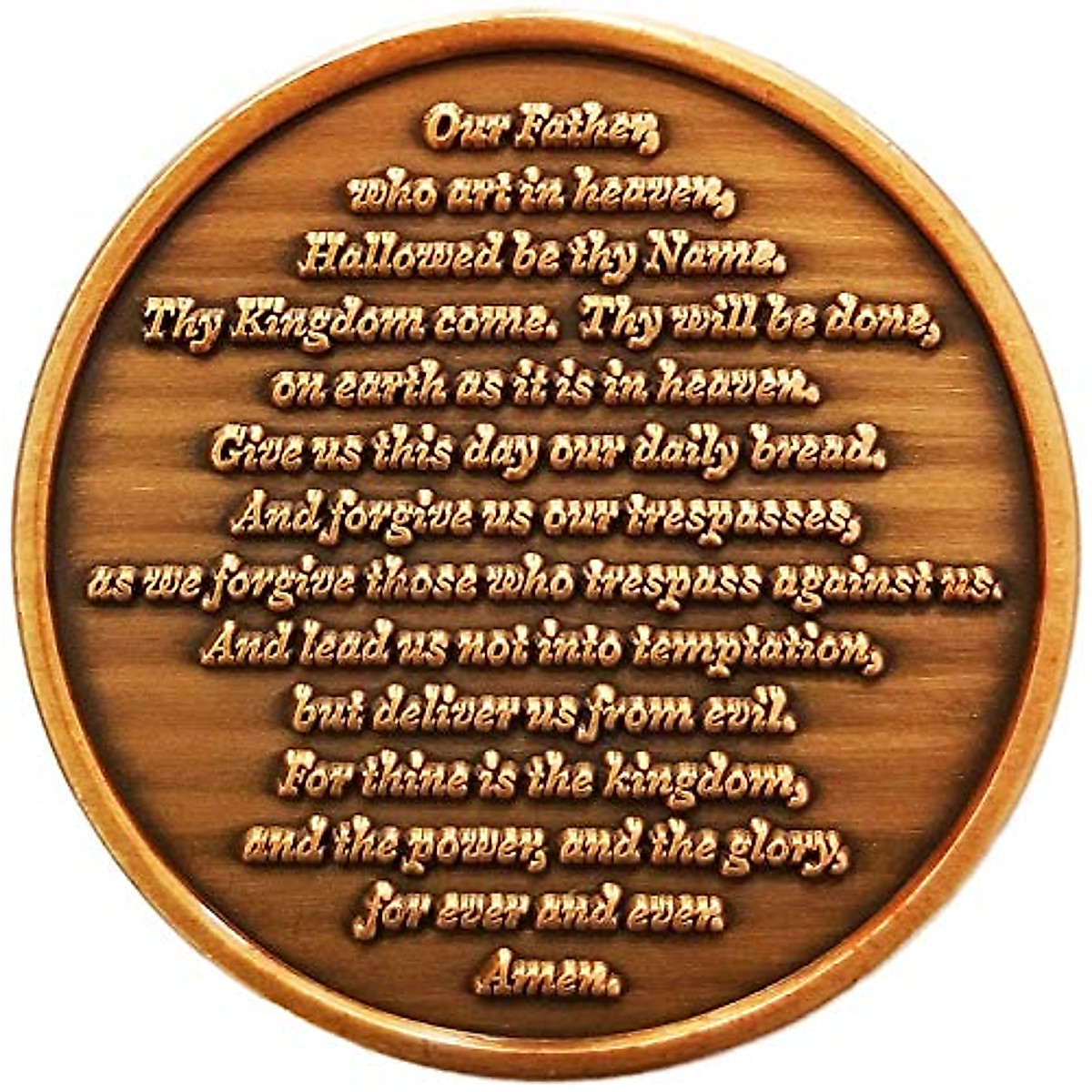 The Lord's Prayer and Pray Without Ceasing, Antique Gold-Color Plated Challenge Coin, Our Father Who Art in Heaven Matthew 6:9-13 Gift