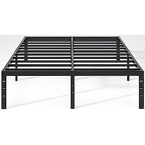 NEW JETO Metal Bed Frame-Simple and Atmospheric Platform, Storage Space Under The Heavy Duty Frame Bed, Durable Queen Size Suitable for Bedroom