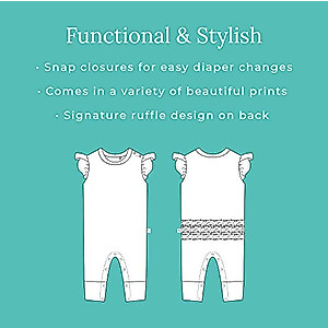 Posh Peanut Baby Girl Pajamas – Ruffled Cap Sleeve Romper PJs – Soft Viscose from Bamboo One-Piece for Babies & Toddlers(12-18 Months) Solid Ribbed Black