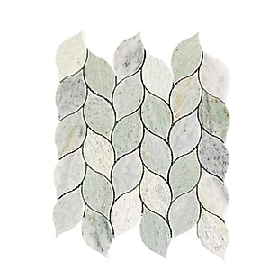 Ming Green Greyish Petal Marble Polished Floor Wall Tile for Kitchen Backsplash, Bathroon Shower, Fireplace Surround, Decor Accent Wall (1 Sheet)