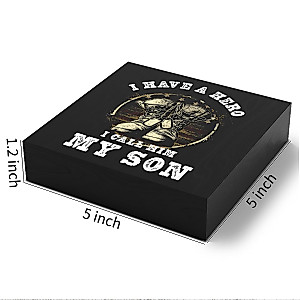 Son Gifts Wooden Box Sign Plaque I have a Hero Call Him My Son Wood Box Sign Rustic Art Home Shelf Desk Decor 5 X 5 Inches