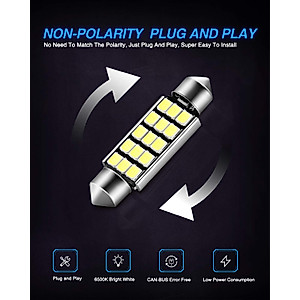 Marsauto 578 LED Bulbs Extremely Bright 400LM 2835 Chipsets for LED Interior Dome Map Door Lights Bulbs 211-2 212-2 569 6411 6451 41mm 42mm 1.65inch 6500K White (Pack of 4)