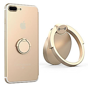 VOVIGGOL Cell Phone Ring Holder Finger Kickstand, 360° Rotation Cute Phone Ring Grip Phone Ring Stand Metal Phone Ring for Car Mount Magnetic Compatible with All Smartphones (Gold)
