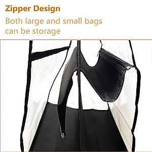 HAN SHENG 2 Pcs Clear Zipper Hanging Purse Handbag Organizer Hanging Shelf Bag Collection Storage Holder Purse Bag Wardrobe Closet Space Saving Organizers (Black)