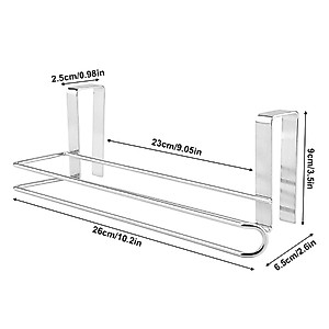 Stainless Steel Kitchen Over Door Roll Paper Holder Paper Towel Rack Hanger