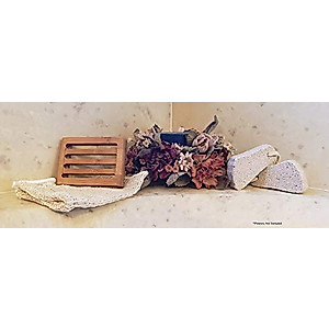 Pumice Stone Bath and Spa Set – Skin Care Set with Foot Scrubber, Multipurpose Sisal Soap Pouch and Bamboo Soap Tray – Exfoliating and Callus Remover – Natural Foot Stone