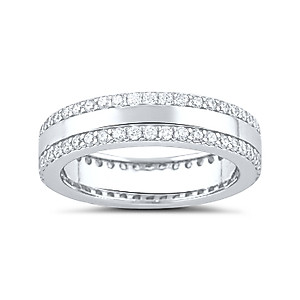 SILVERCLOSEOUT Sterling Silver Cz Striped Eternity Ring - Size 6