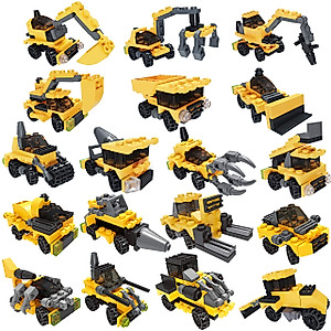 Kiddokids 18 Pcs Filled Easter Eggs with Construction Vehicles Building Blocks Toys, Easter Eggs Prefilled for Easter Theme Easter Eggs Hunt, Basket Stuffers Fillers (3.15inch)