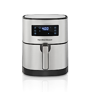 Hamilton Beach 5.8 Quart Digital Air Fryer Oven with 8 Presets, Easy to Clean Nonstick Basket, Black & Digital Programmable Rice Cooker & Food Steamer, 8 Cups Cooked, With Steam & Rinse Basket