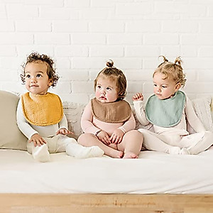 Konssy Muslin Baby Bibs 8 Pack Baby Bandana Drool Bibs Cotton for Unisex Boys Girls, 8 Solid Colors Set for Teething and Drooling