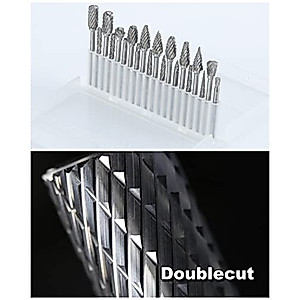 Mars-Rock Carbide Burr Set Compatible with Dremel 1/8" Shank 20PCS Die Grinder Rotary Tool Rasp Wood Carving Bits Accessories Attachments Metal Grinding Engraving Cutting Trimming Porting Double Cut