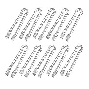 10 Pcs Plastic Buffet Serving Tongs, Clear Kitchen Tongs Mini Serving Utensil Tongs for Food Ice Salad Buffet Barbecue Cookies, 6.3 Inches