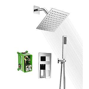 Shower Faucet Sets Complete,Rough-in Valve Included and Full Metal Components in Chrome Finish,Sumerain